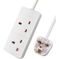 2 Way Extension Leads with Cable 1M, White