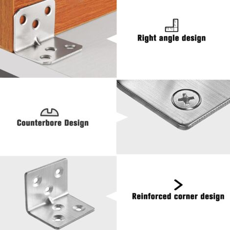 20 Pezzi Squadrette Angolari in Inox 30x30x38mm Squadrette per Mensola ...
