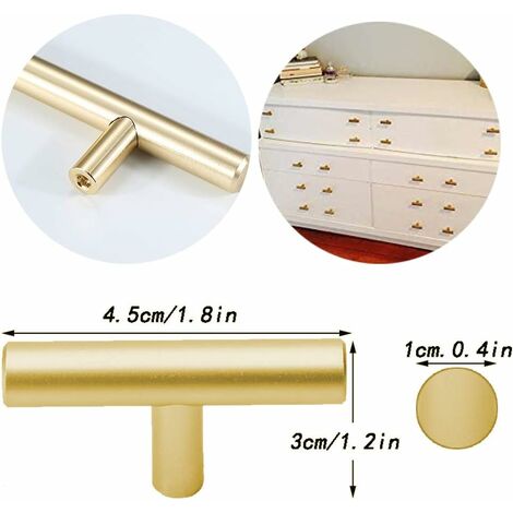 10 Pezzi Pomello per Mobili in Acciaio Inox Pomelli Cassetto con Viti Oro