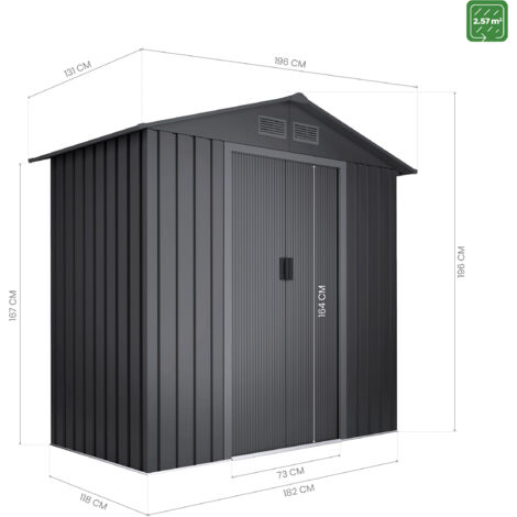 Casetta da giardino in metallo 2,57m2 Light Anthracite - 4 Griglie di ...