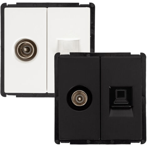 Prise RJ45 CAT 6 Internet + TV Mâle Moderne Blanc