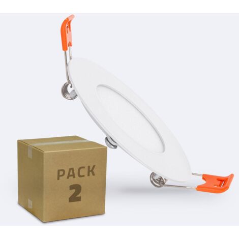 Spot Encastrable Dalle LED 3W Ronde Extra-Plate Coupe Ø 70 mm Pack 2 Unités Downlight Panel ...