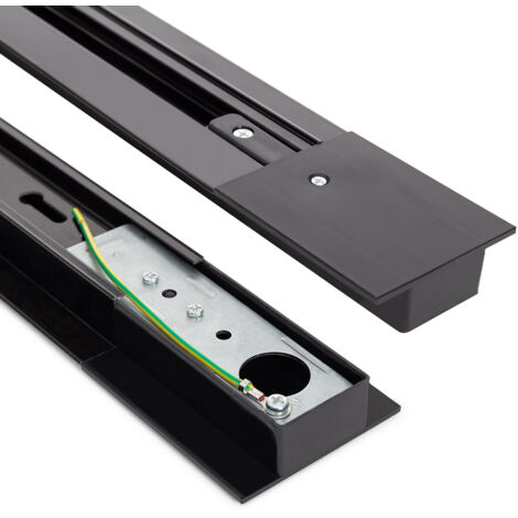 Rail Monophasé Borgia Encastré Aluminium pour Spots LED 1 Mètre Noir