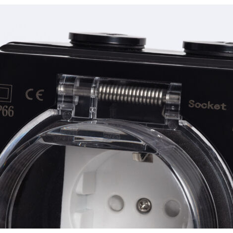 Prise Schuko Étanche Type F IP66 Noir
