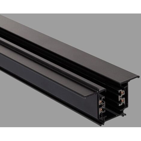 Rail Triphasé Encastrable pour Spots LED 1 Mètre Noir