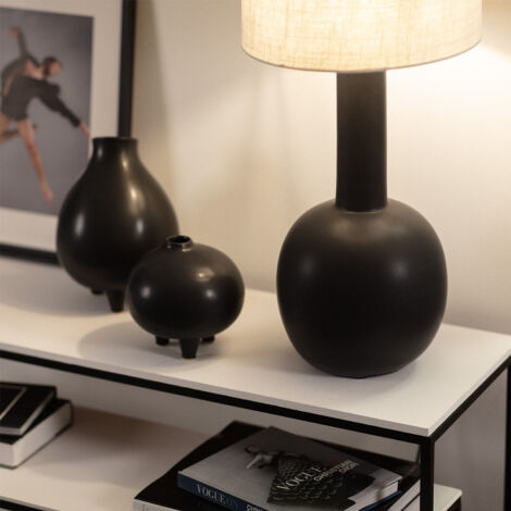 Lampe de salon en porcelaine noire Guldan éclairage tamisé cosy ...