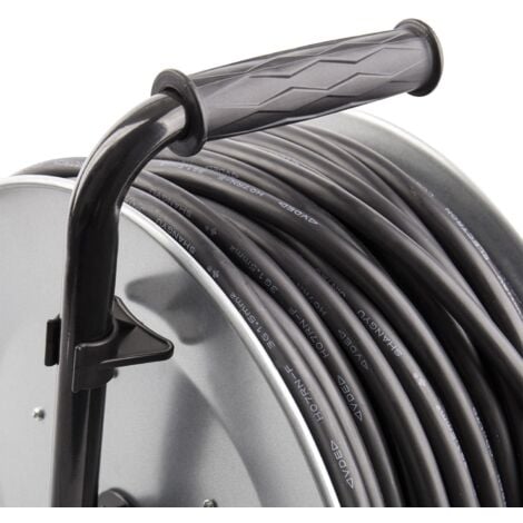 Enrouleur Extensible 50m 4 Prises IP44 3x1.5mm Gris