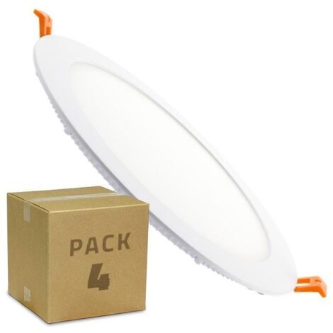 Spot Encastrable PACK Dalle LED Ronde Extra-Plate 12W (4 Un) Downlight Panel Blanc froid 6000K
