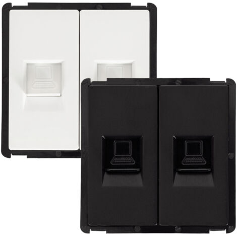 Prise Internet RJ45 Cat 6 Double Modern Noir