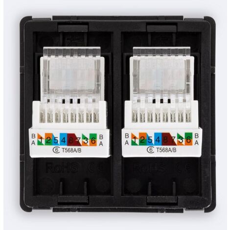 Prise Internet RJ45 Cat 6 Double Modern Noir