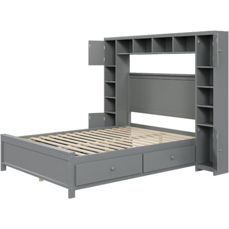 Lit avec tiroirs-Cadre de lit avec rangement 140200, avec 4 tiroirs et ...