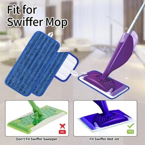 Lot de 4 Lingettes Reutilisable pour Swiffer Wet Jet Chiffon Rechange pour Swiffer Wet Jet Balai