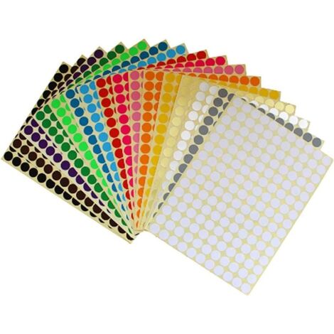Étiquettes autocollantes colorées, autocollants ronds de 10 mm, 16 ...