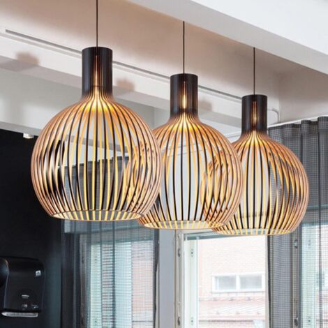 Suspension îlot central cuisine plafonnier bois noir pour table salon ...