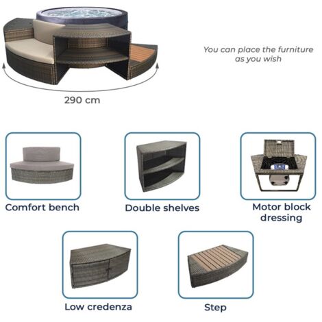 NETSPA - SP-VIP140MOB2 - NetSpa Vita 4 Plätze + Möbel - Semi Rigid SPA ...