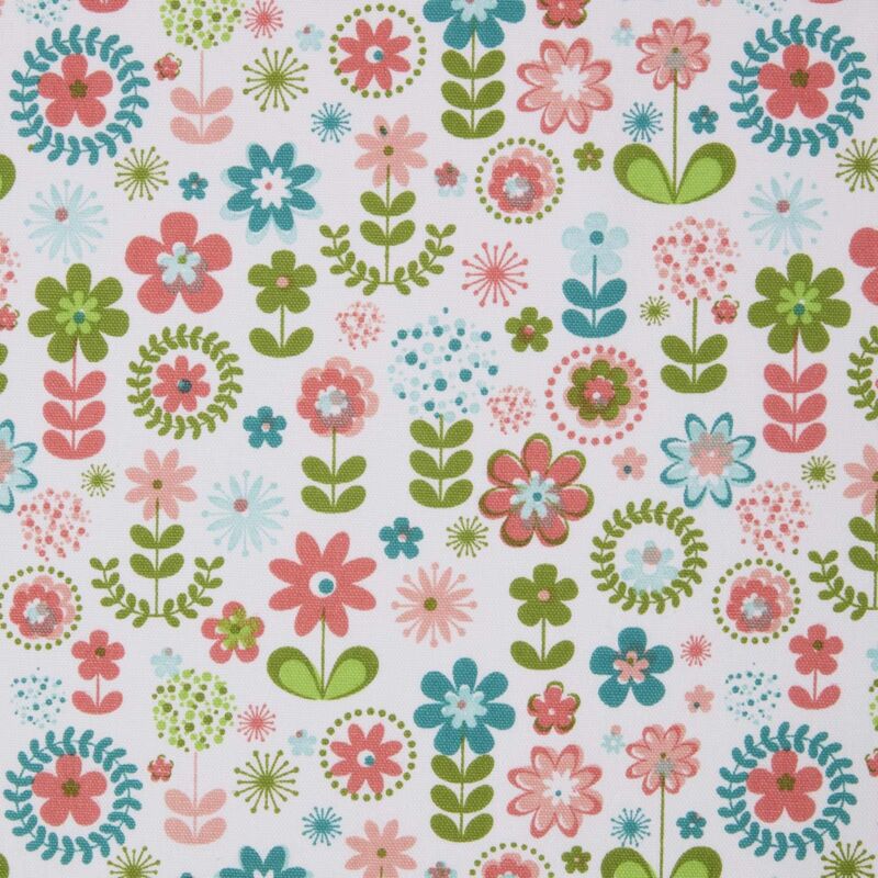 HOMESCAPES Stoff Meterware Retro Blumen 150 cm breit