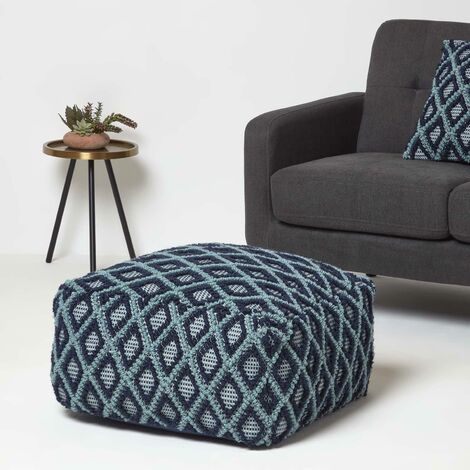 HOMESCAPES Pouf Tula mit 3D-Rautenmuster 55 x 30 cm - Sitzsack-Hocker ...