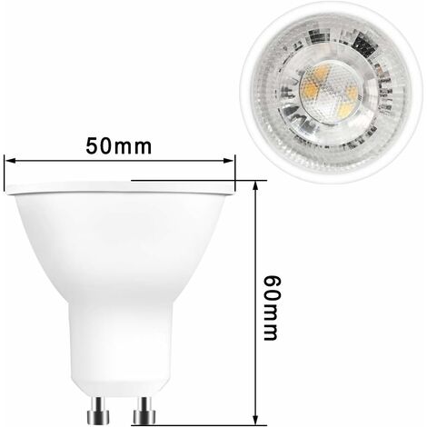 RGBW GU10 LED Regulable Color Blanco 6000k, 7W Equivalente a 70W (Pack ...