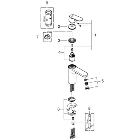Grohe Eurosmart Cosmopolitan Mezclador monomando de lavabo 1/2' tamaño ...