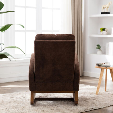 Rocking chair, structure en bois massif, poches latérales, marron ...