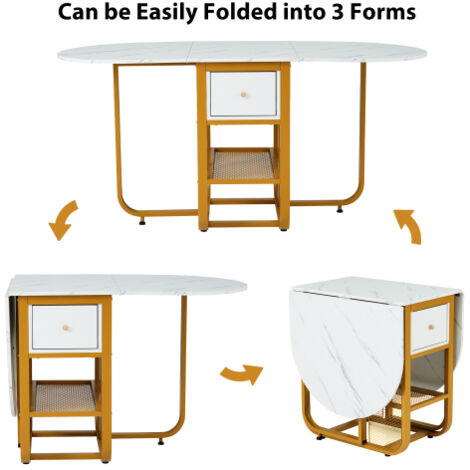 Table à manger escamotable multifonctionnelle avec espace de rangement ...