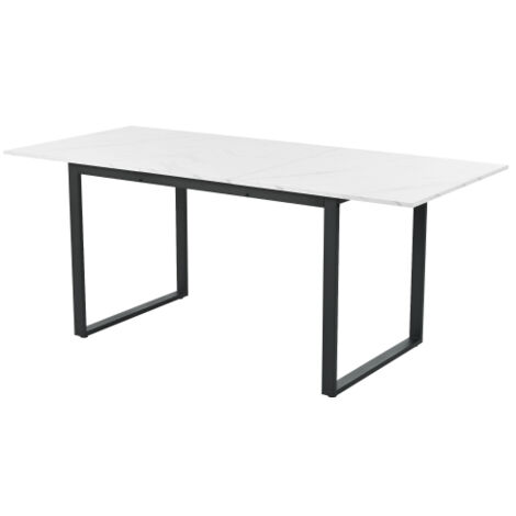 Table à manger, escamotable, pieds métal noir, plateau blanc, 140 ...