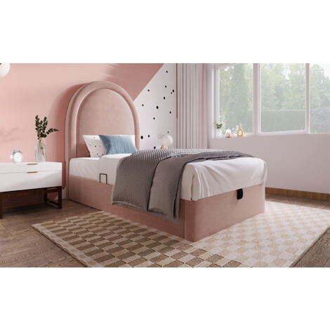 Lit enfant capitonné, lit simple motif cosmique, 90 x 200 cm, rose ...