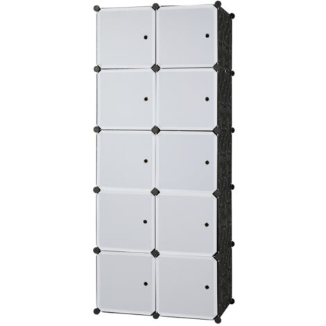 10 Cube Tablettes de rangement en plastique empilables avec tringle de ...