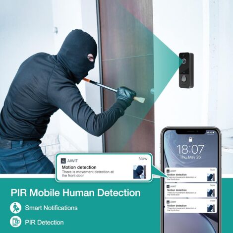 Sonnette Sans Fil avec Caméra,1080P WiFi Visiophone Sans Fil avec ...