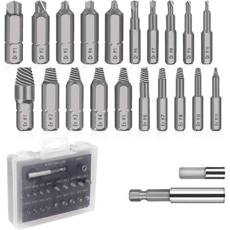 Kit d'extracteurs de vis 22 pièces, outil de retrait de vis cassées pour vis ou boulons cassés ...