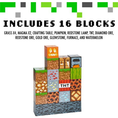 Minecraft Block Building Lamp - 16 Rearrangeable Light Blocks - Mood ...