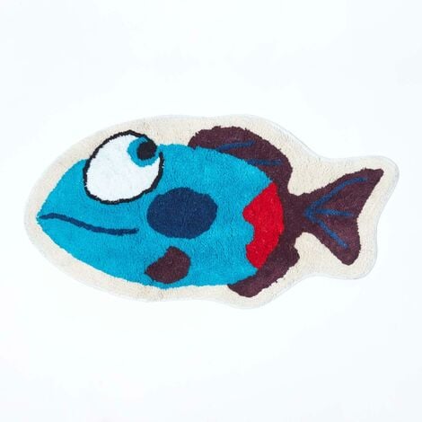 HOMESCAPES Tapis enfant - Poisson Bleu