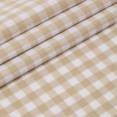 HOMESCAPES Tissu Vichy Beige en coton