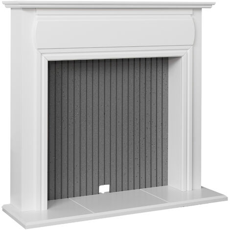 Adam Florence Stove Fireplace in Pure White & Grey