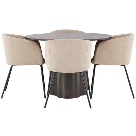 Olivia ensemble pour salle à manger table mocca et 4 berit chaises beige.