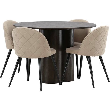 Olivia ensemble pour salle à manger table mocca et 4 Velvet chaises beige.