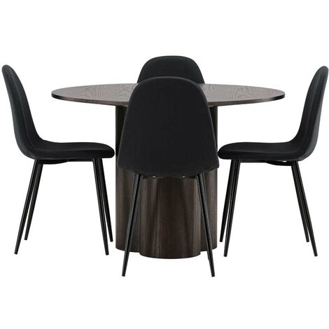 Olivia ensemble pour salle à manger table mocca et 4 Polar chaises noir.