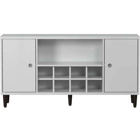 Evolution buffet 2 portes, 1 étagère, 8 bouteilles de vin blanc, noir.