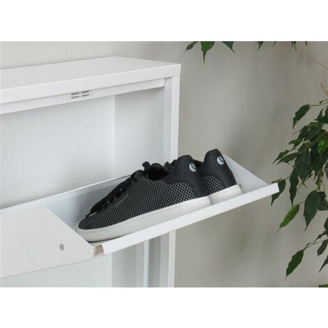 Pisa Armoire à chaussures à 4 rabats/portes métal, blanc. Livré ...