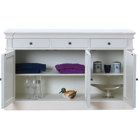 Amaretta Buffet vintage blanc, vintage patiné, avec 3 portes et 3 ...