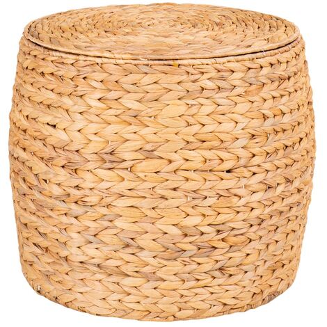 Delia table d'angle Ø43cm avec rangement naturel.