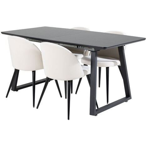 IncaBLBL ensemble table, table extensible longueur cm160 / 200 noir et ...