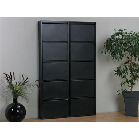 Pisa Armoire à chaussures avec 10 casiers/portes en métal noir. Livrée ...