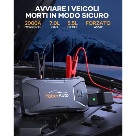 YaberAuto Booster Avviamento Auto,2000A 13800mAh Avviatore Emergenza ...