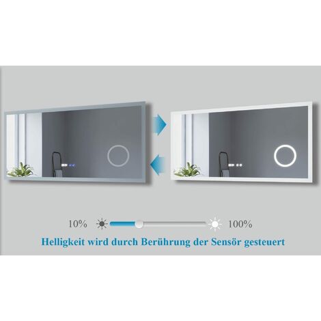LED Badspiegel mit Beleuchtung Touch Sensor Wandspiegel Lichtspiegel ...
