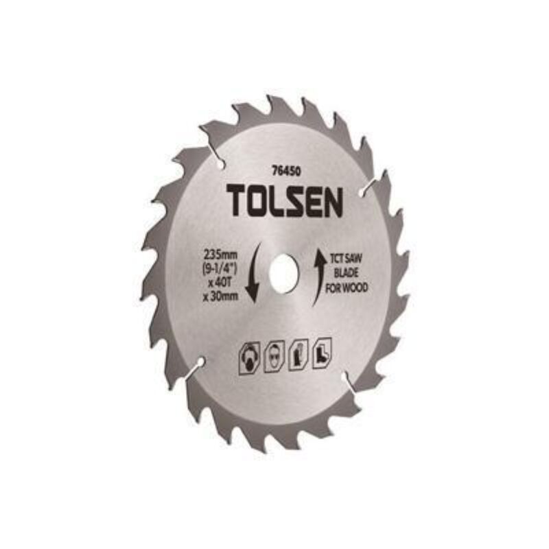 DISQUE POUR SCIE CIRCULAIRE TCT COUPE BOIS 235X40TX30 TOLSEN