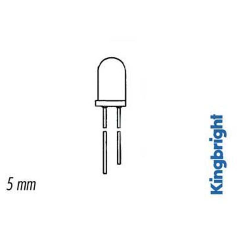 Kingbright Diodo LED Rosso Rotondo 5 mm 30 mcd 30 ° 8.5 mA 12 V