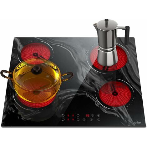 4 Zones Ceramic Hob, Hobsir Built-in Electric Hob 60cm, Marble, 6000W ...