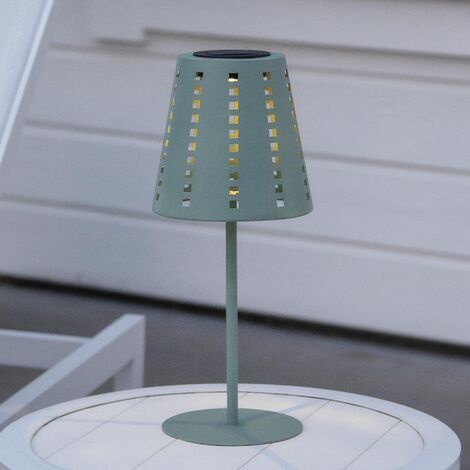 Solar-Tischleuchte ,Sola', LED, Lichtsensor, Metall, grün, warmweiß, 35cm