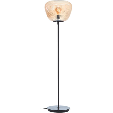 Brilliant Lampe Kaizen Stehleuchte 140cm amber-bernstein/schwarz matt Metall braun 1x A60, E27, 40 W
